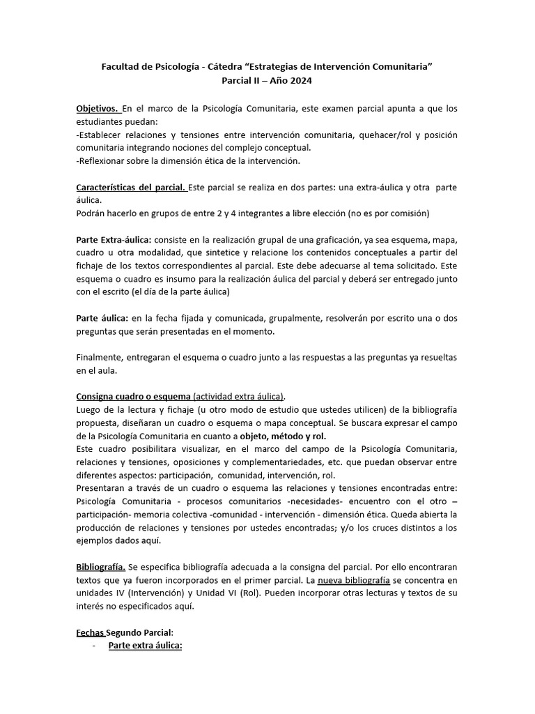 Parcial II 2024 Consignas Biblio Fechas - AVP | PDF