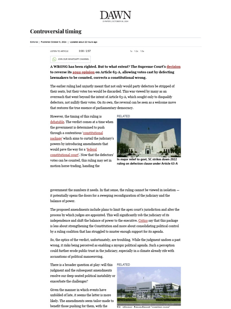 Controversial Timing - Newspaper | PDF