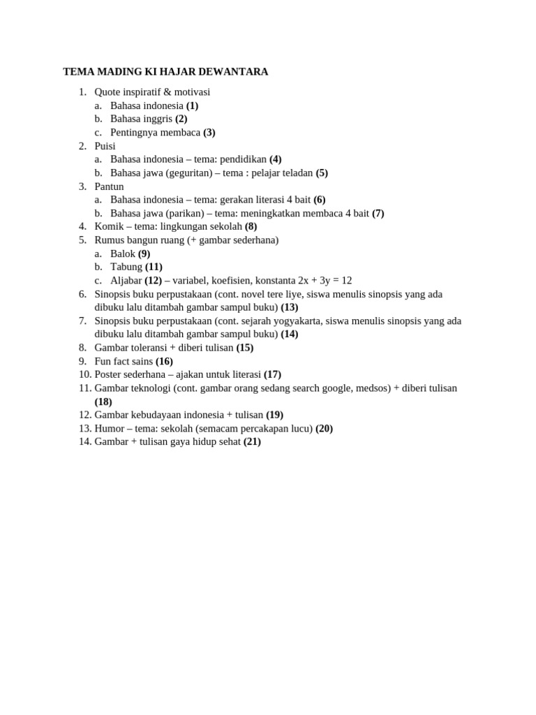 Tema Mading Perpustakaan | PDF