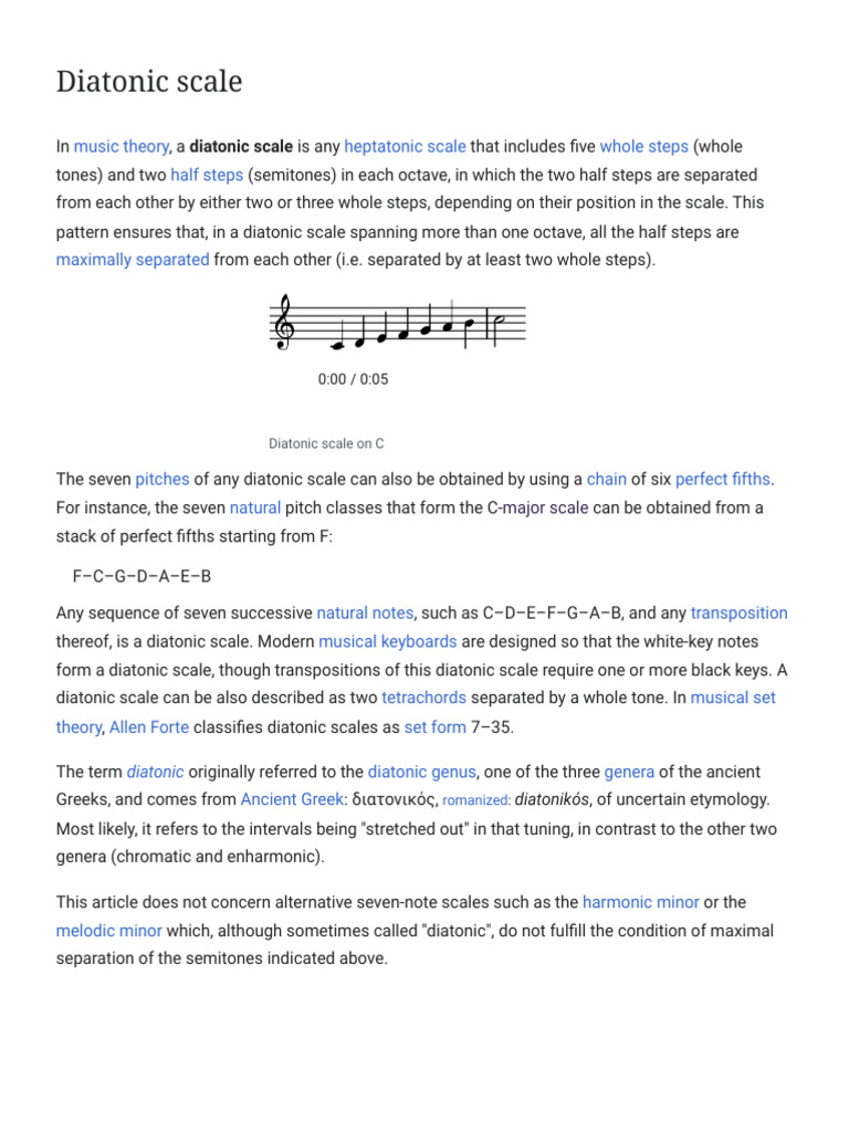 Diatonic Scale - Wikipedia | PDF