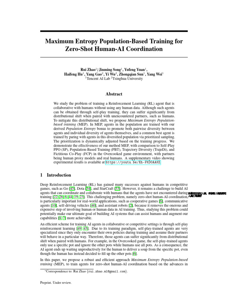 Maximum Entropy Population-Based Training For Zero-Shot Human-AI Coordination | PDF