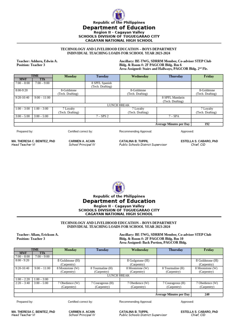 TLE B NEW Schedule Final | PDF
