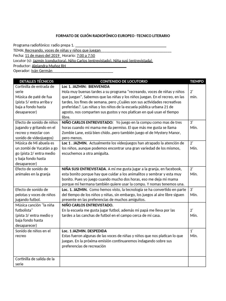Guion Radiofonico Europeo | PDF