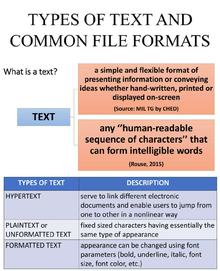 TYPES OF TEXT AND COMMON FILE FORMATS | PDF