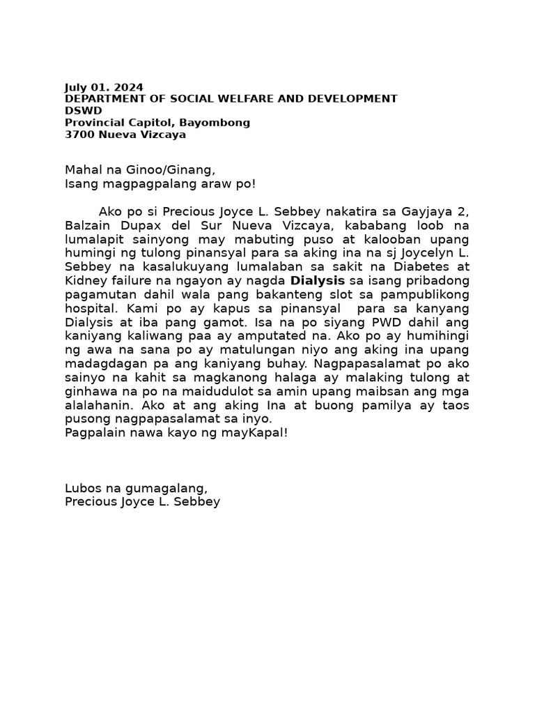 Letter For DSWD | PDF