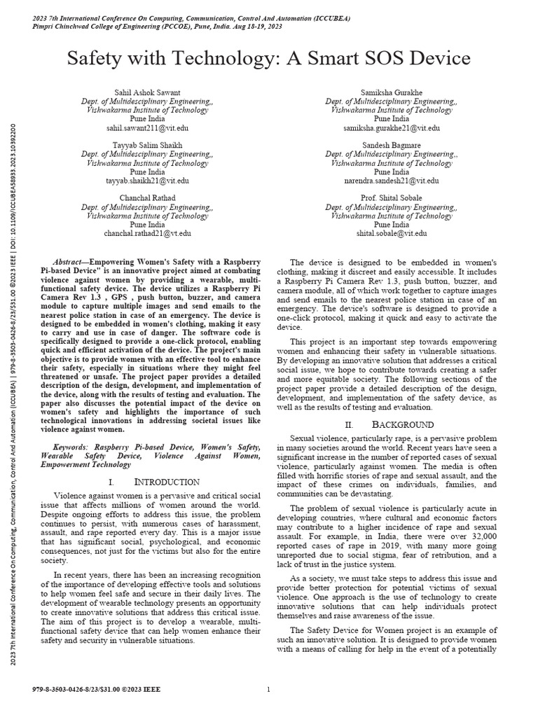 Safety With Technology A Smart SOS Device | PDF