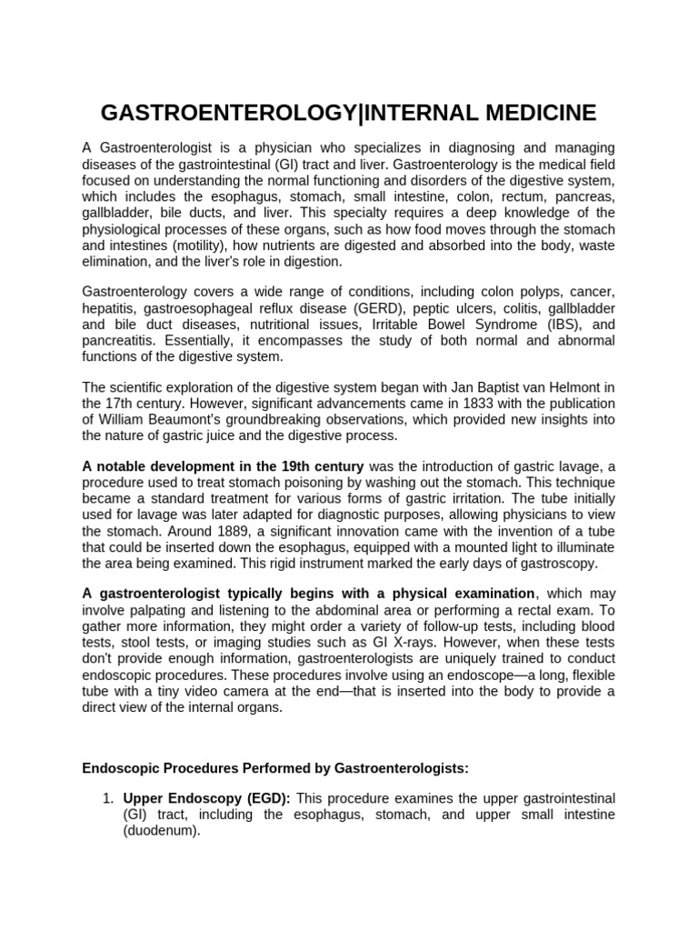 Gastroenterology - Internal Medicine | PDF