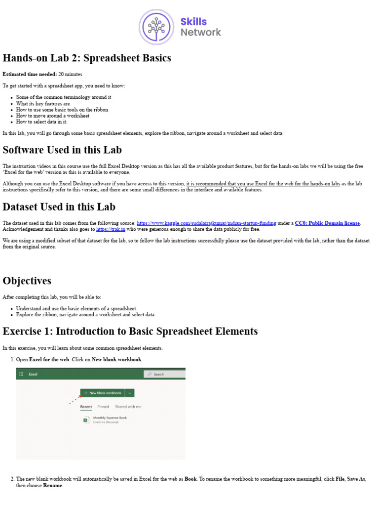 Spreadsheet Basics | PDF