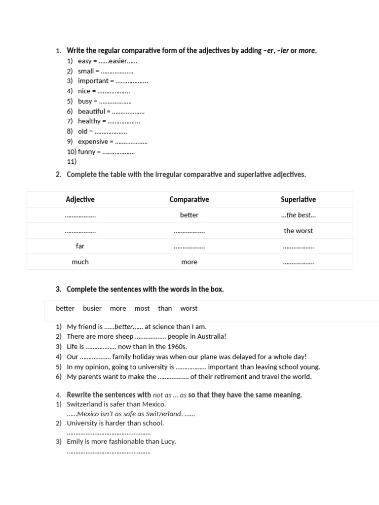 Comparatives and Superlatives | PDF