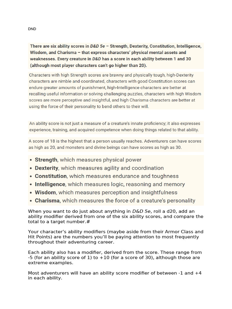 DND Guide To Abilities | PDF