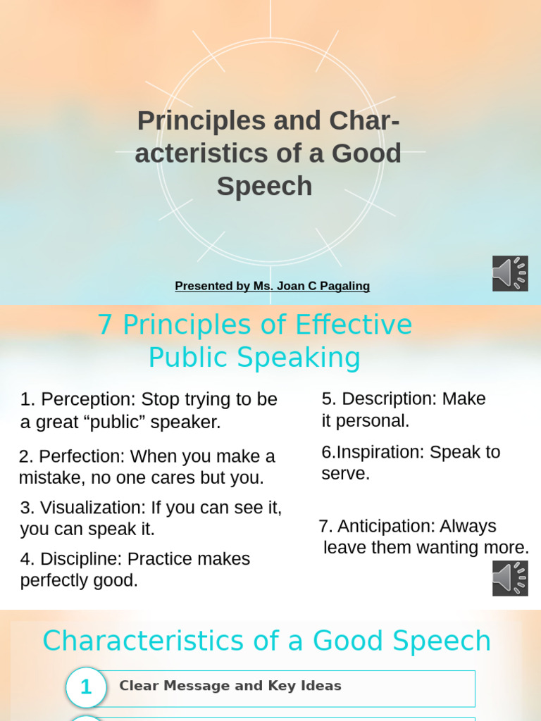 Principles and Characteristics of A Good Speech | PDF