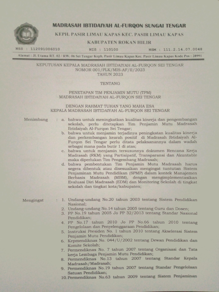 Contoh SK TPM 2023 | PDF