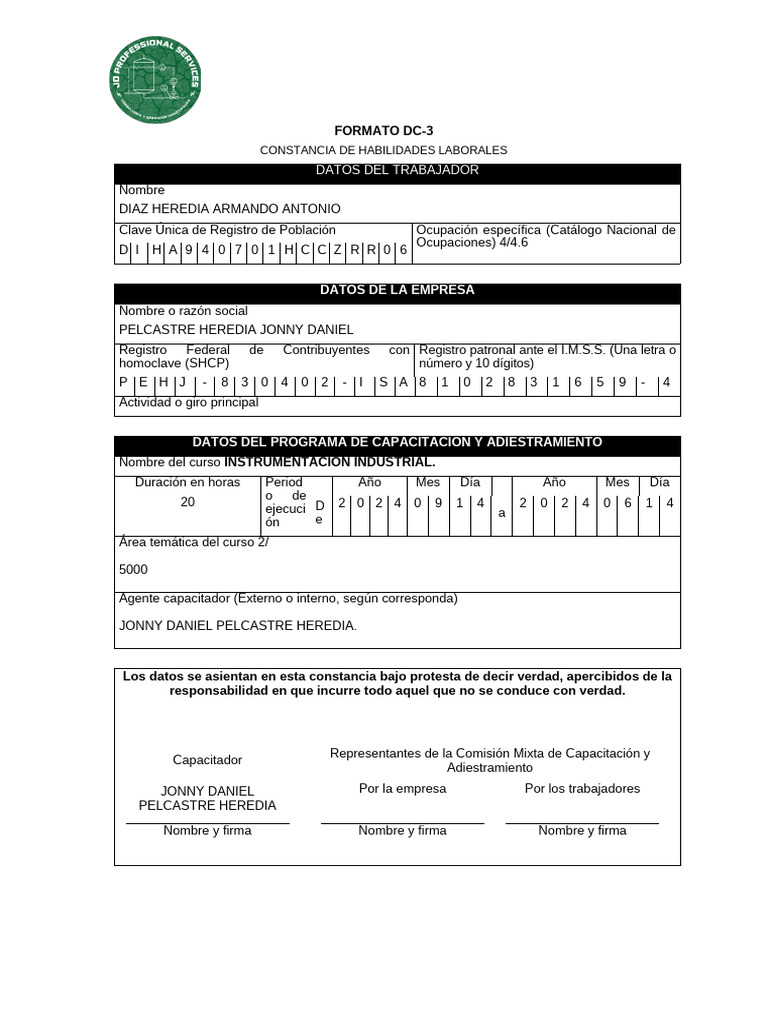formato-dc-3-microsoft-word | PDF