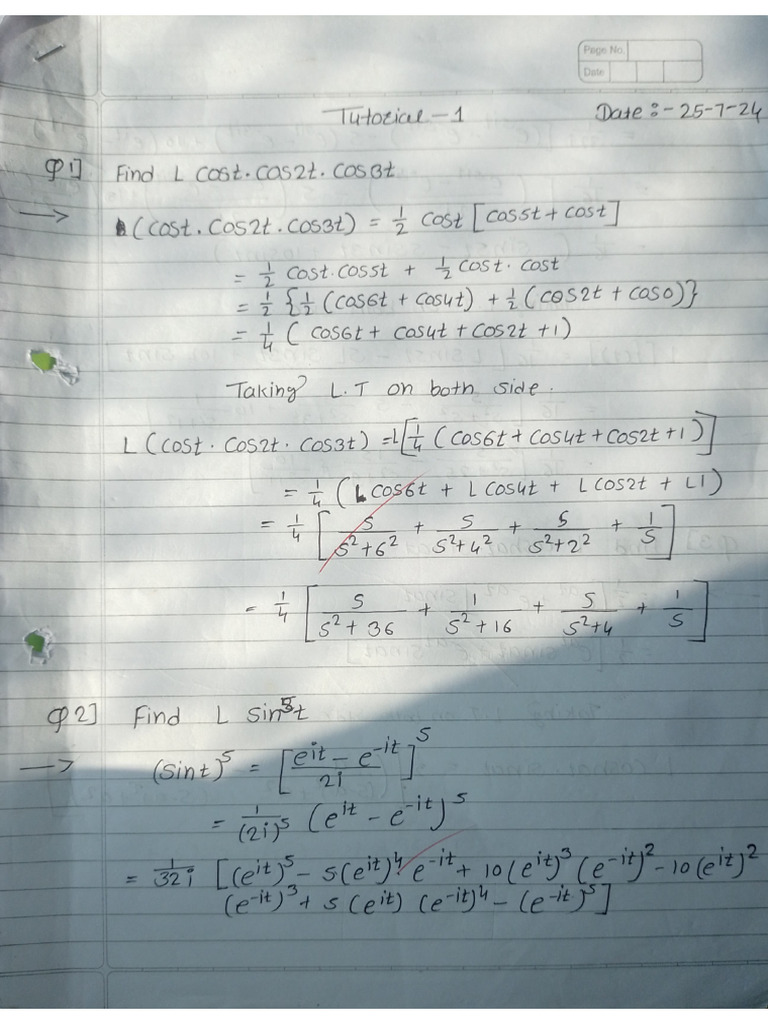 m3 Tutorial 1 Laplace | PDF