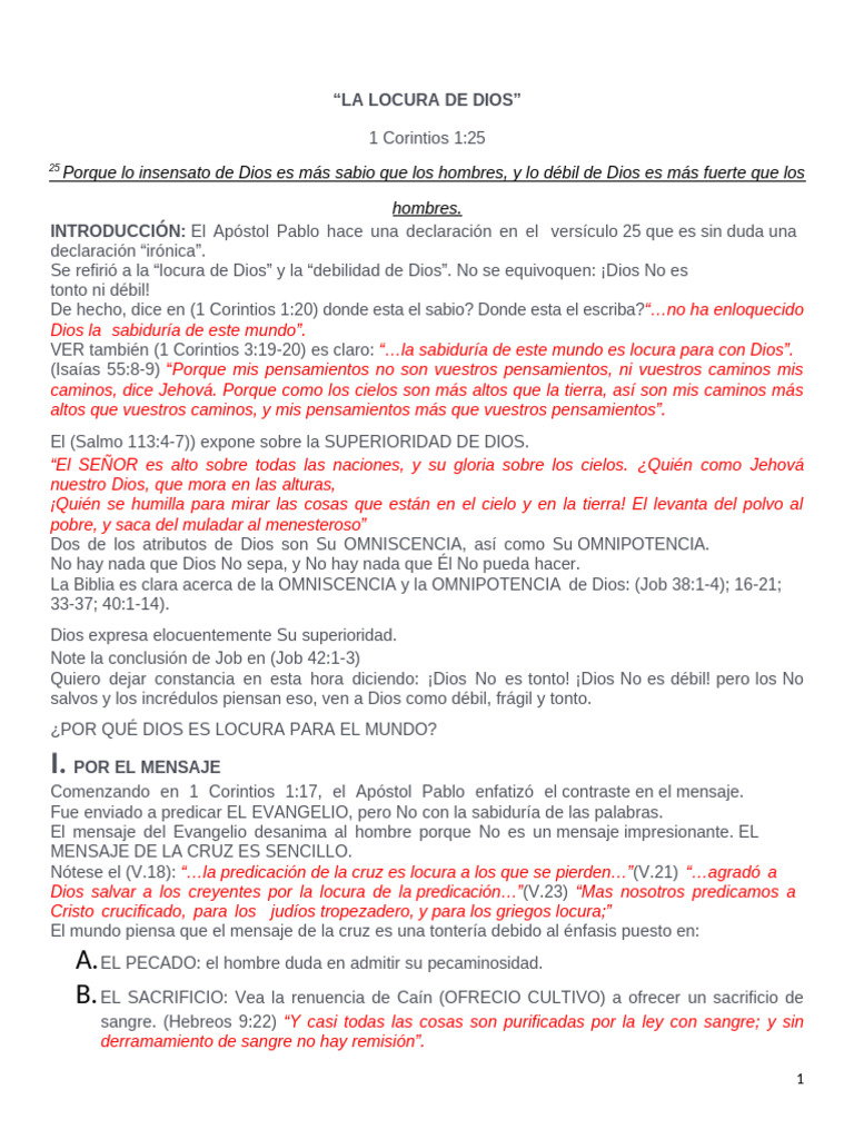 La Locura de Dios | PDF | Primera epístola a los corintios | Pablo el apóstol