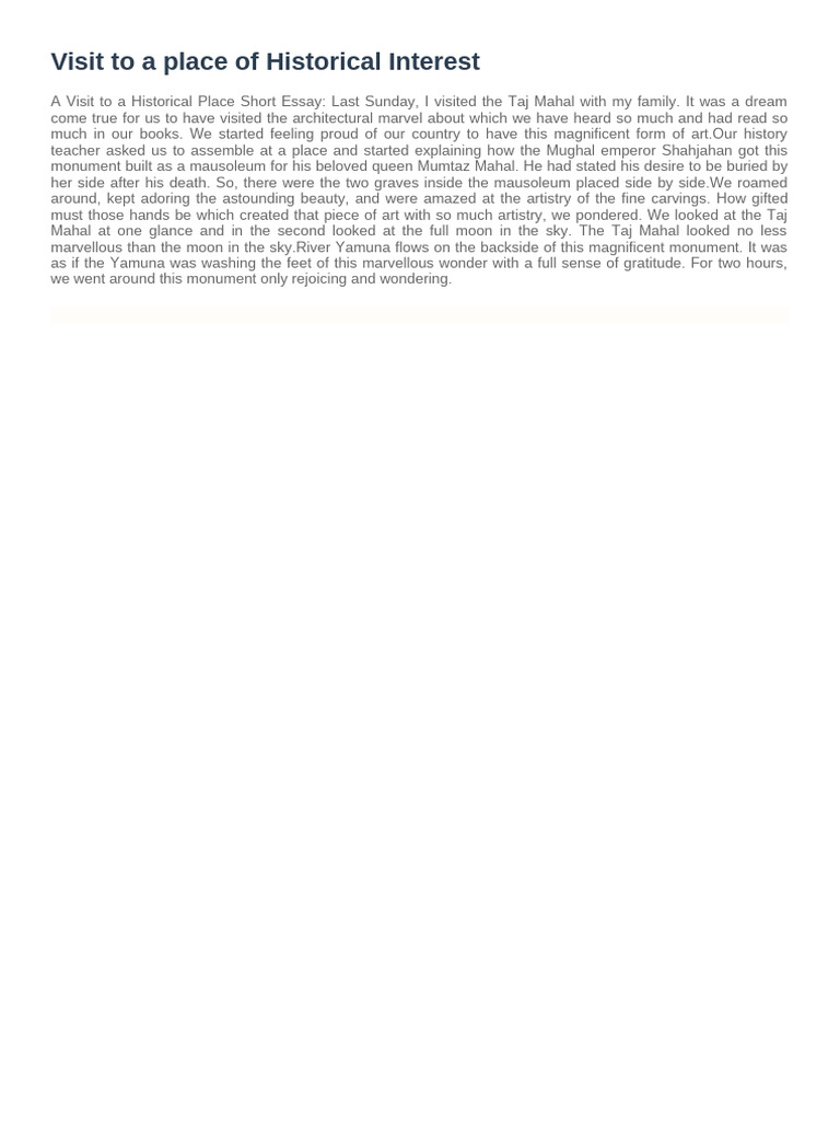 Visit To A Place of Historical Interest | PDF