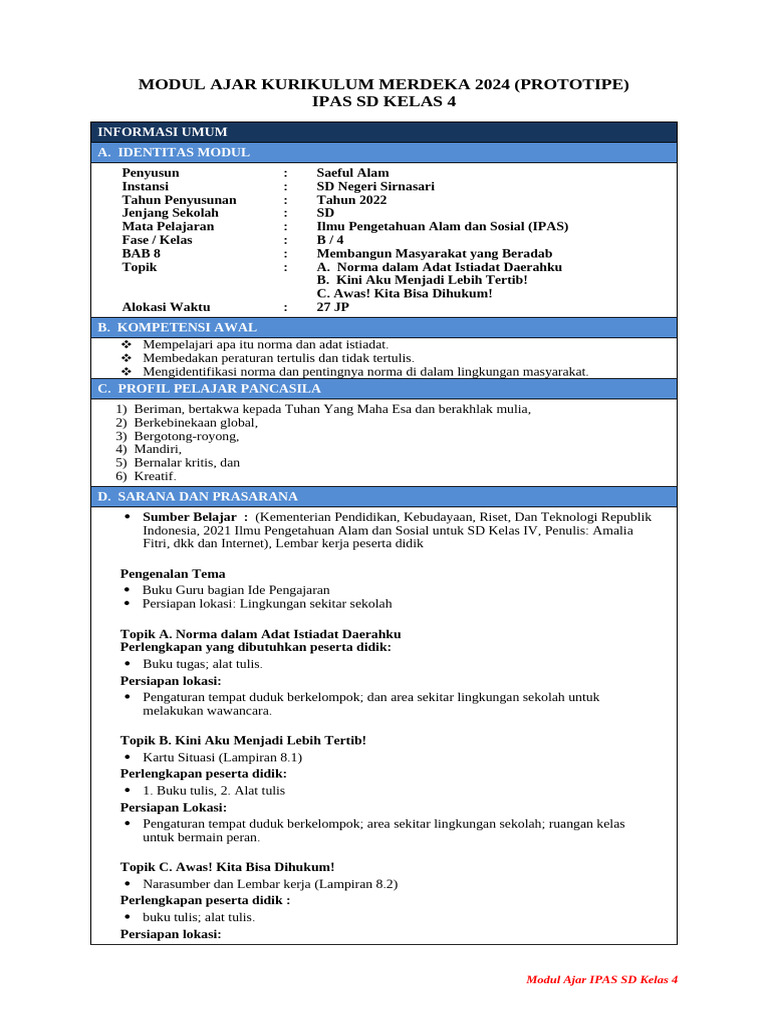 BAB 8 - MA IPAS Kls 4 | PDF