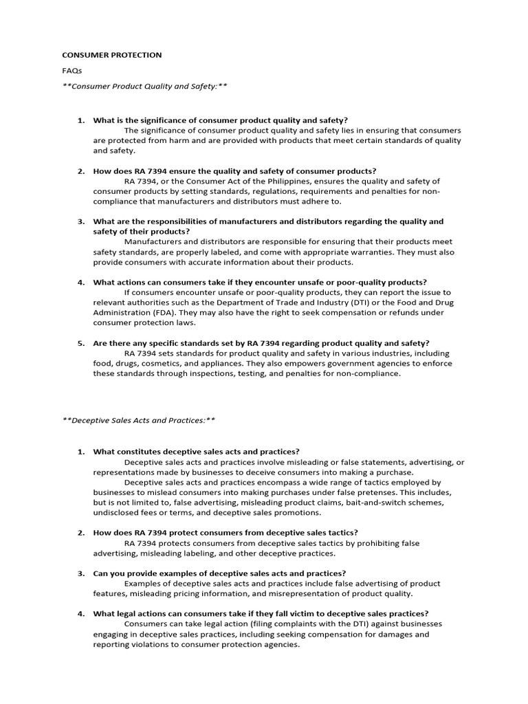 Consumer Protection | PDF