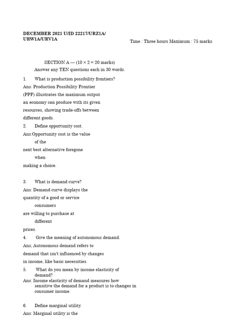 Business Economics Answer Key | PDF