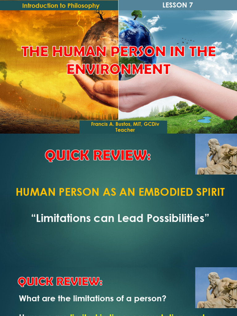 Philosophy - Human Person in The Environment - Lesson 7 | PDF