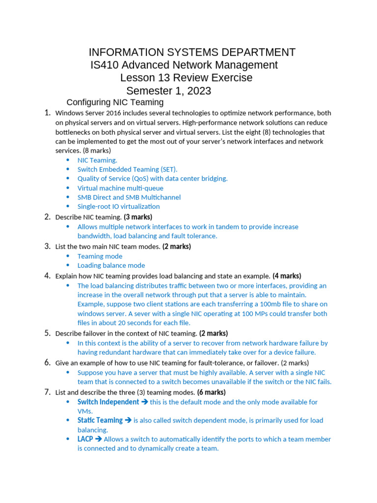 Chapter 13 Review exercise | PDF