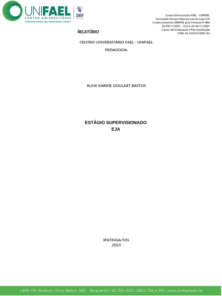 _RELATÓRIO Aline Karine EJA | PDF