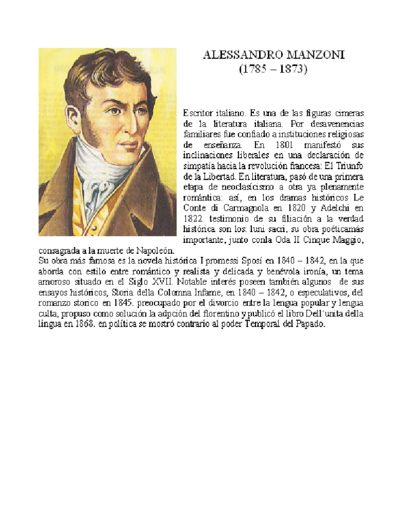 Biografia Resumida ALESSANDRO MANZONI | PDF