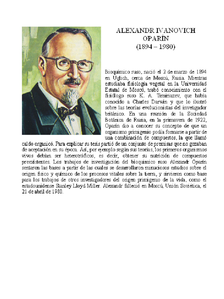 Biografia Resumida ALEXANDR IVANOVICH OPARÍN | PDF