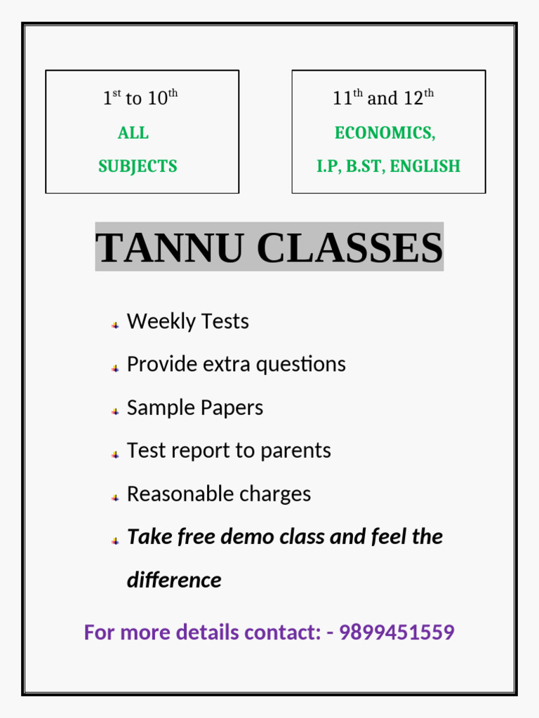 Tannu Classes Poster | PDF