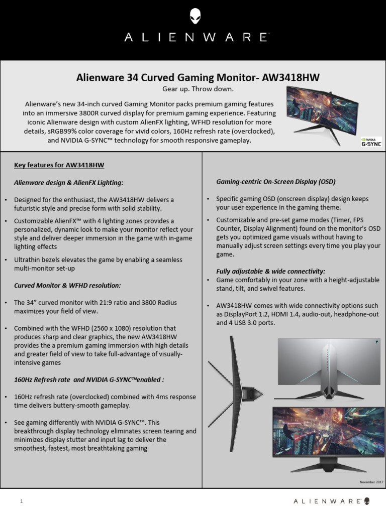 Dell Alienware Aw3418hw Game Aw3418hw 109541 - en | PDF