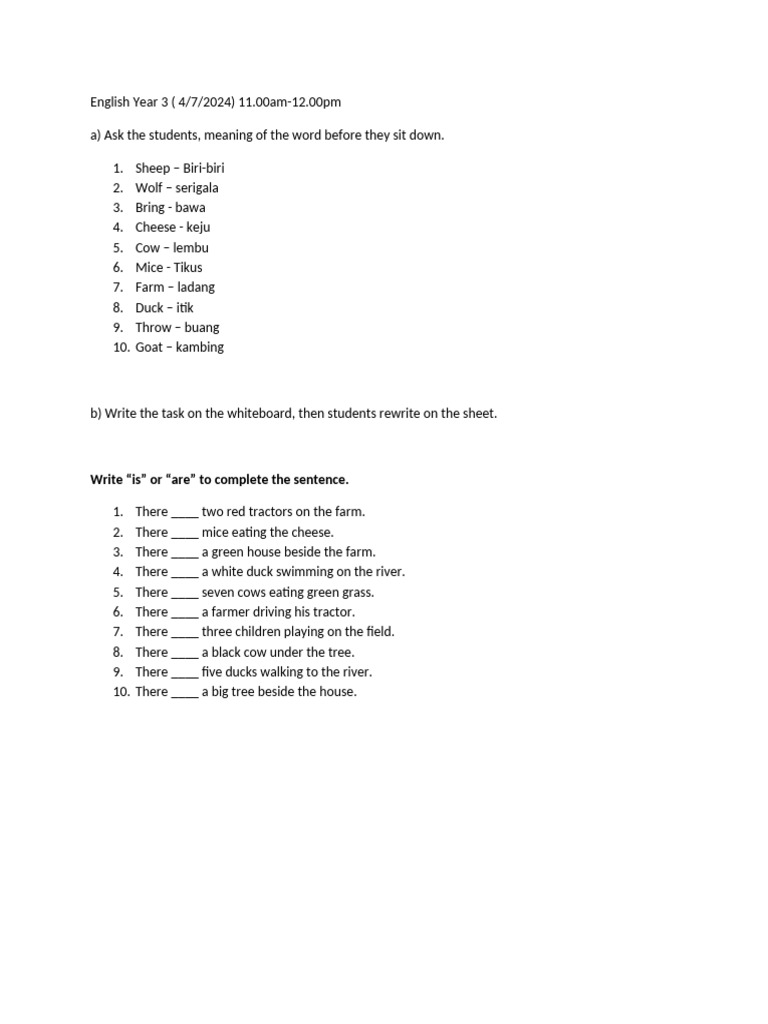 English Year 3 | PDF