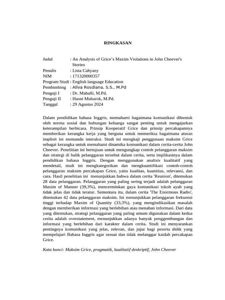 Ringkasan Skripsi | PDF