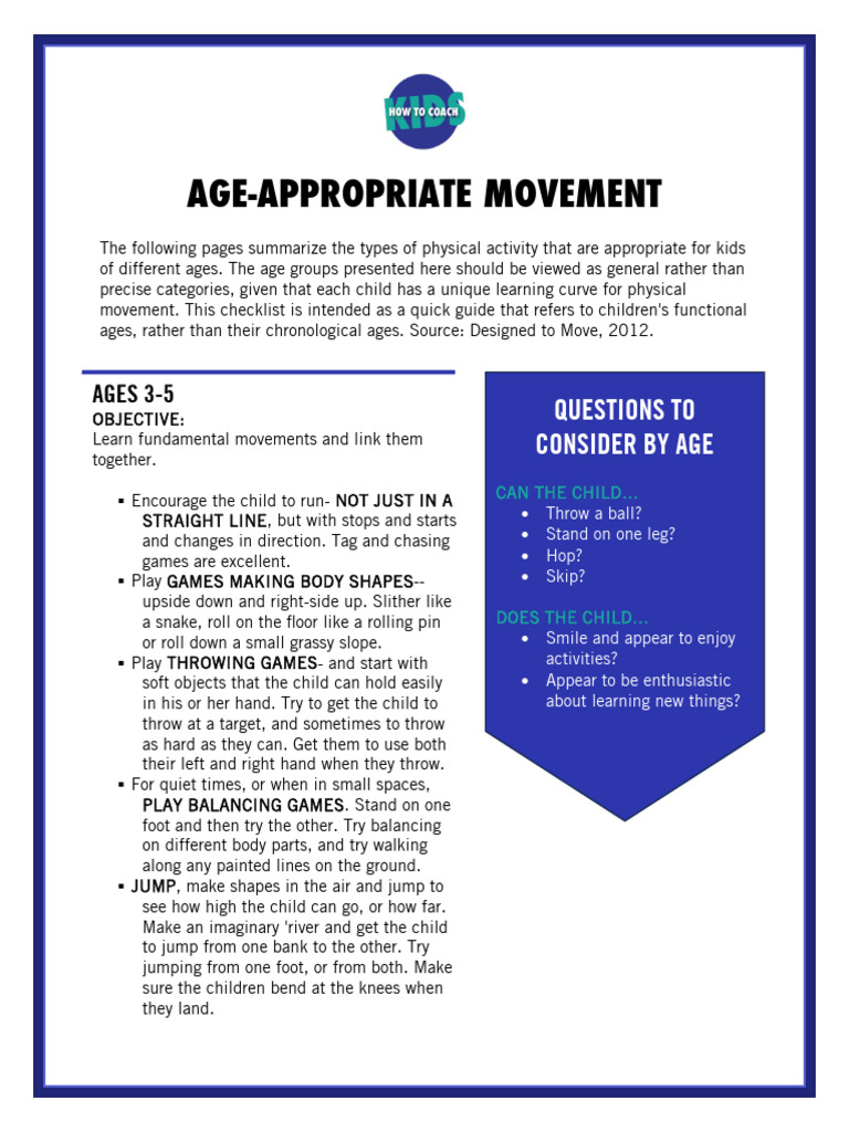 Appropriate Movement by Age | PDF