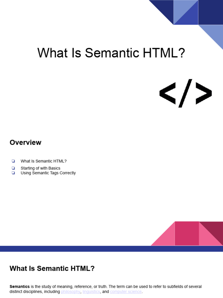 What is Semantic HTML - DEMO | PDF