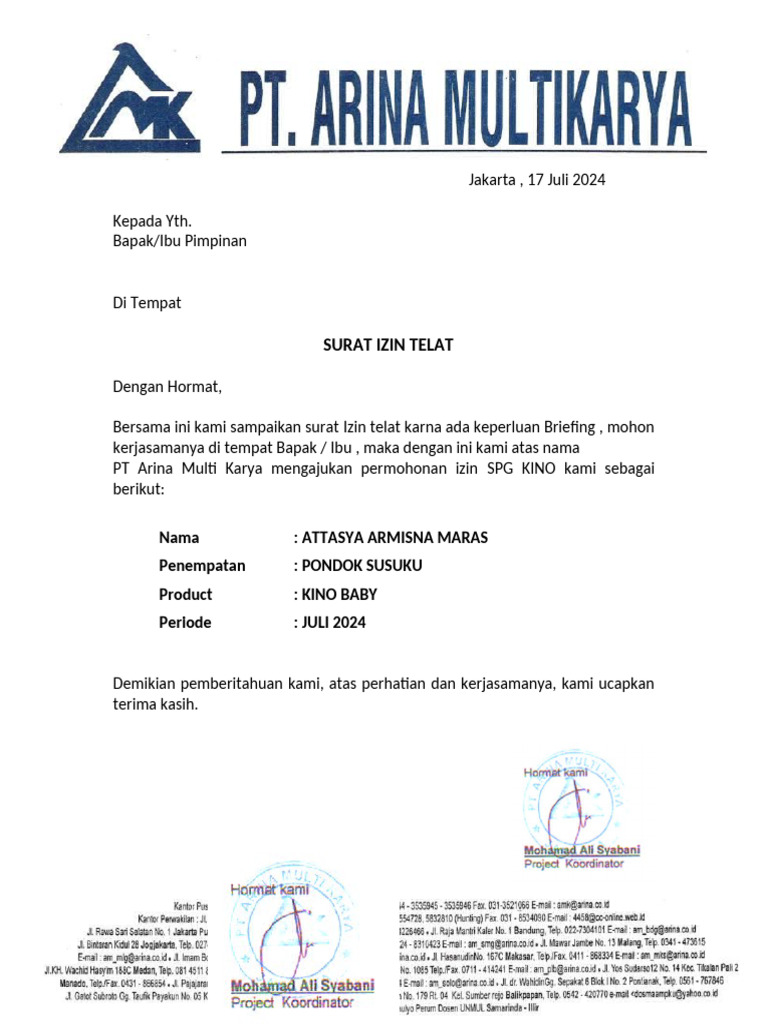 Surat Telat | PDF