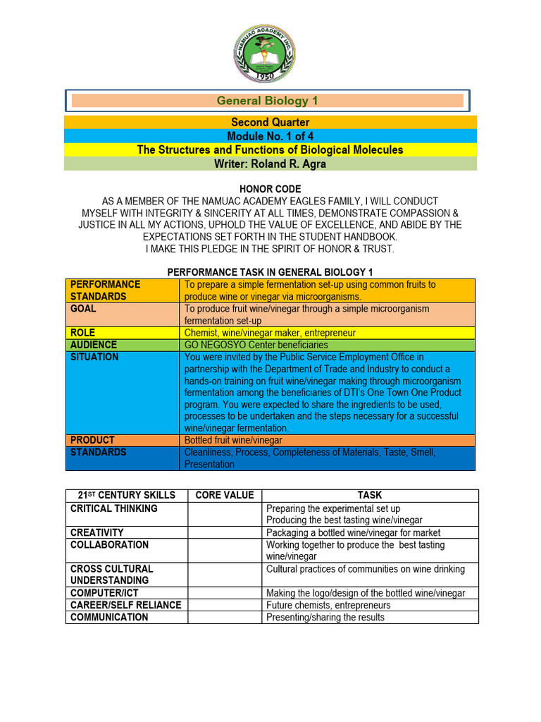 STEM Gen Bio 1 Q2M1 | PDF