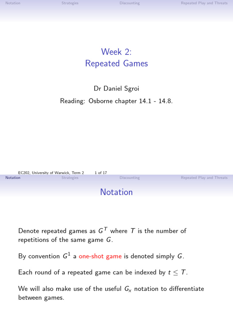 w02 Repeated Games | PDF