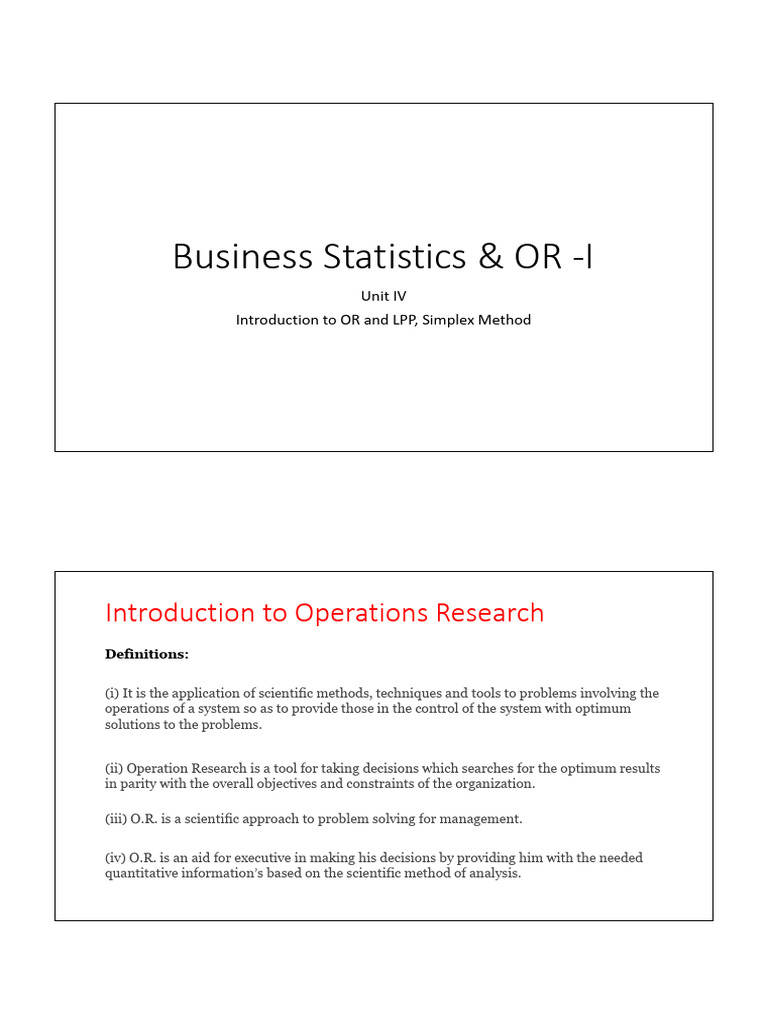 Operations Research: Simplex Method Guide | PDF | Operations Research ...