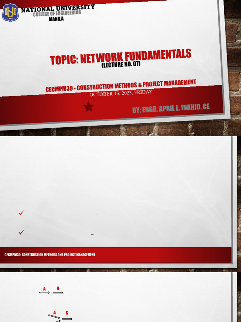Construction Methods Project Management Network Fundamentals With Assign.02 | PDF
