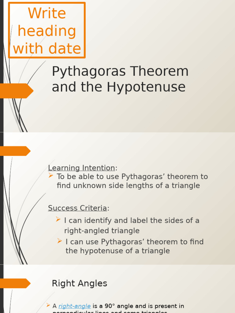 1. Pythagoras Theorem & the Hypotenuse | PDF