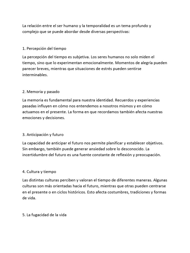 El Ser Humano y La Temporalidad Mejorado | PDF