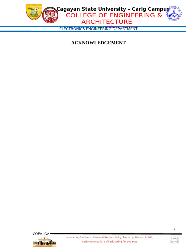 College of Engineering & Architecture: Acknowledgement | PDF