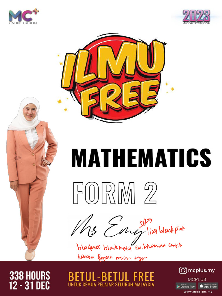Answer SEMINAR ILMUFREE FORM 2 MATHS MS EMI 17.12.2023 - Emi Khairunisa ...