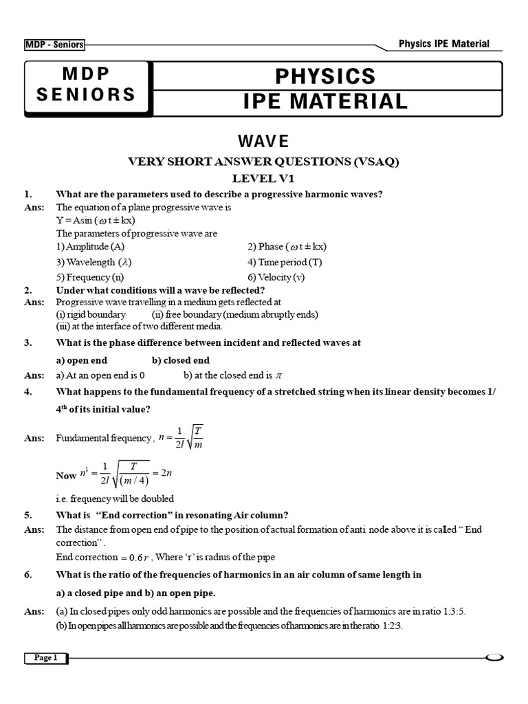 Mdp-Seniors - Physics-Ipe Material Part-1 (1 - 107) | PDF