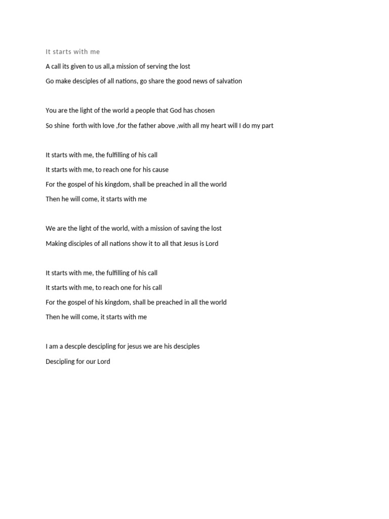 It Starts With Me | PDF