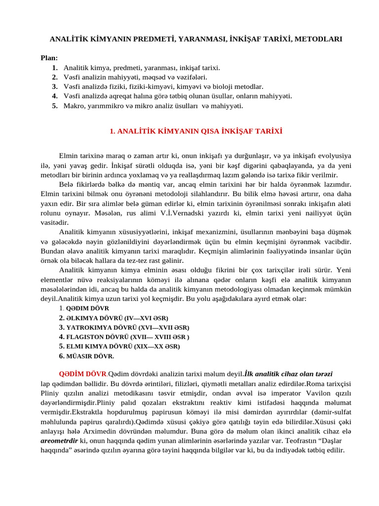 Analitik Kimyanın Predmeti | PDF