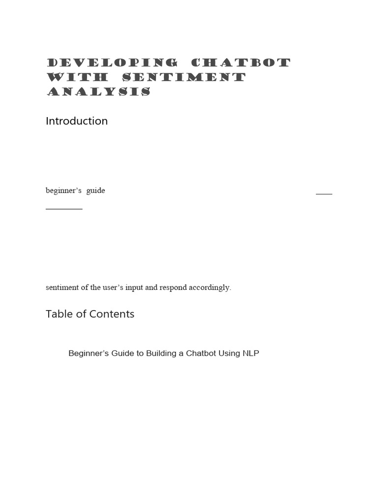 Developing Chatbot With Sentiment Analysis Pdf