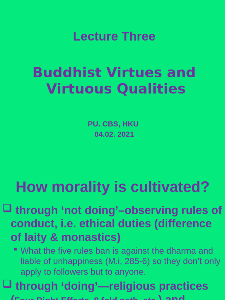 Buddhist Ethics-Lec 3 | PDF