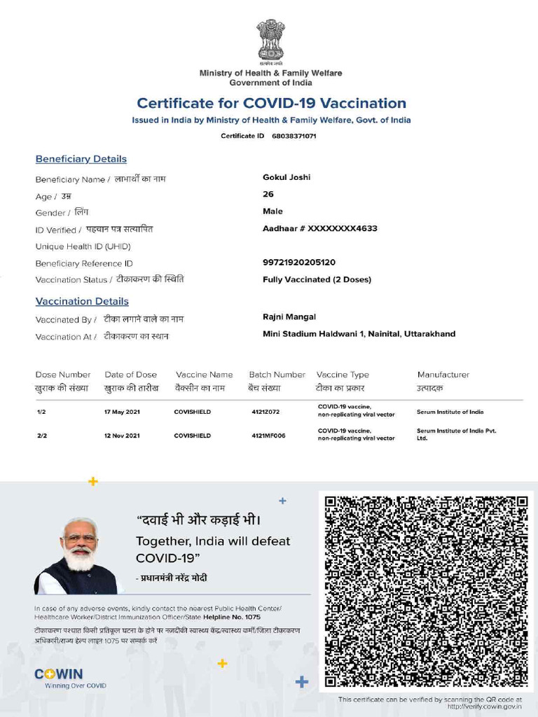 Covid Vaccination Certificate | PDF