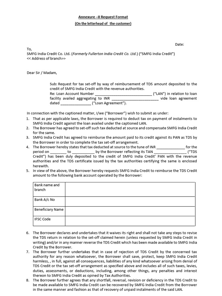 TDS Refund Request Form | PDF